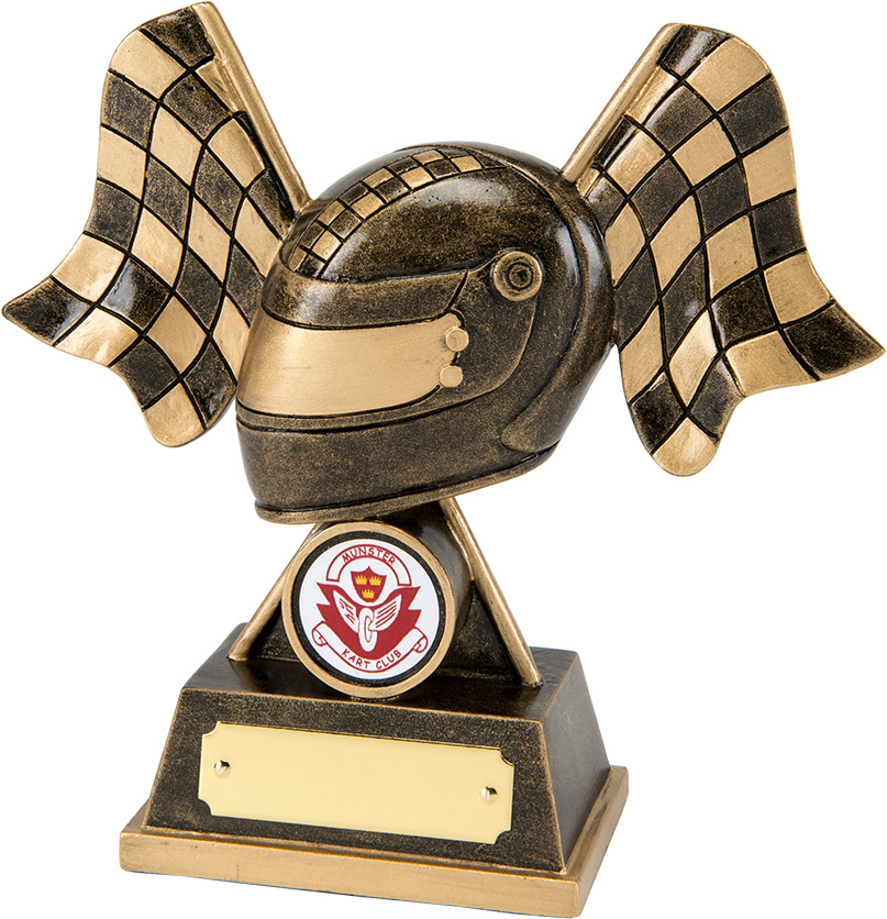 Helmet & Checkered Flag Trophy - 3 Sizes - Trophies Online Ireland ...